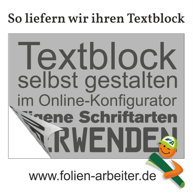 Textblock Aufkleber & Folienbeschriftung selbst gestalten | Wetterfest ...